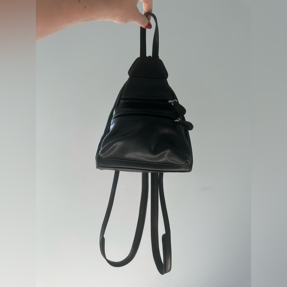 Villager Black Triangle Shaped Backpack/Crossbody Bag - Gem